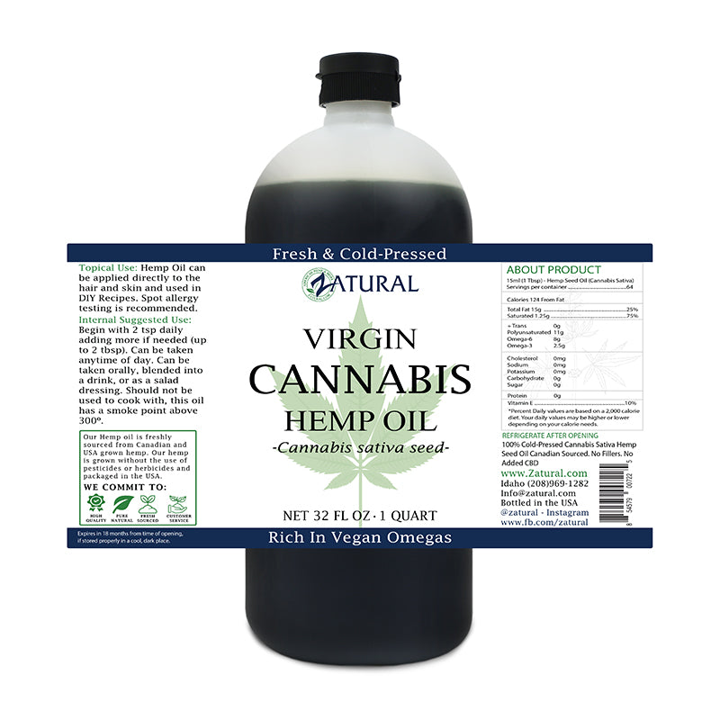 Virgin Cannabis Sativa Hemp oil | Cold Pressed Hemp Seed Oil – Zatural